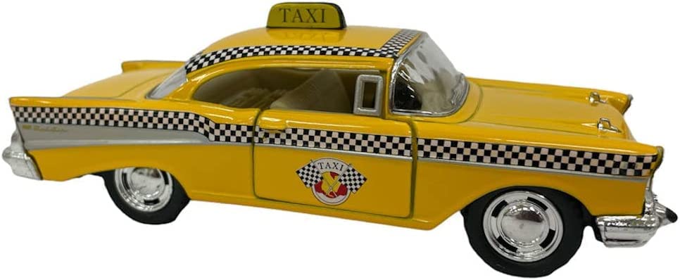 KiNSMART 1957 Chevy Bel Air Coupe Classic π Taxi Cab 5" 1:40 Scale Die Cast Metal Model Toy Car