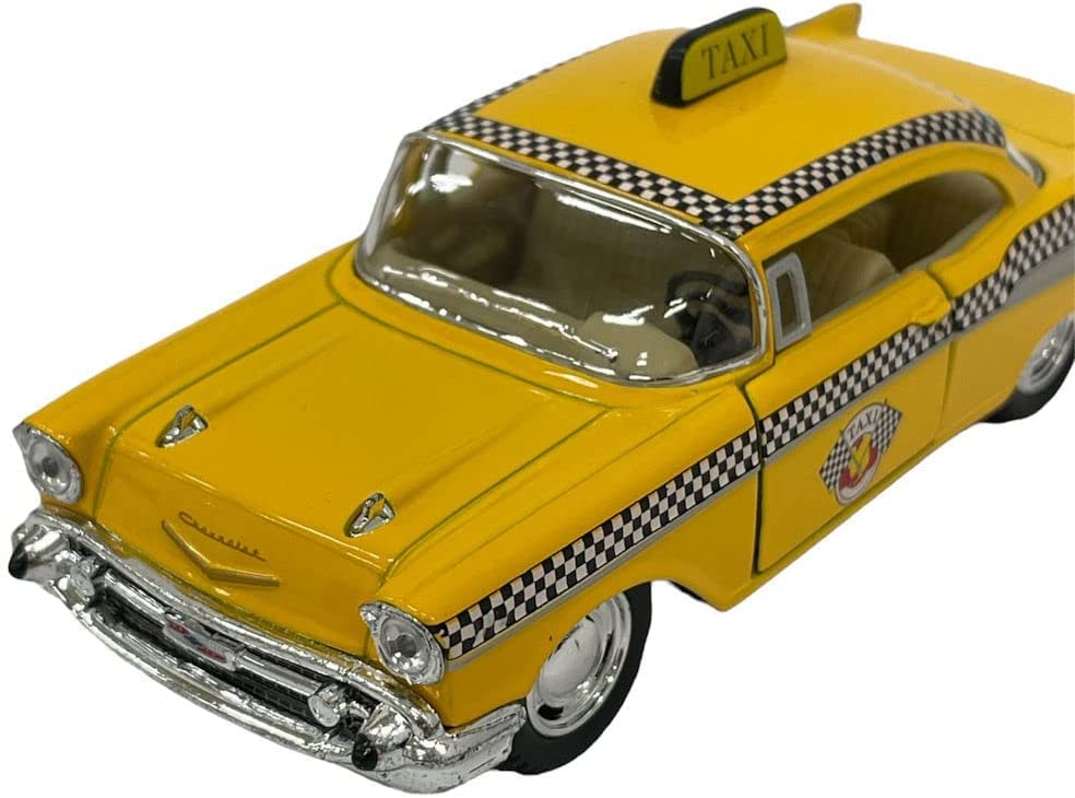 KiNSMART 1957 Chevy Bel Air Coupe Classic π Taxi Cab 5" 1:40 Scale Die Cast Metal Model Toy Car