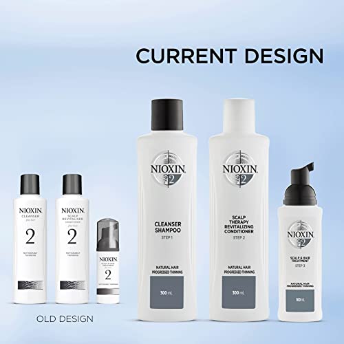 Nioxin System 2 Scalp Cleansing Shampoo with Peppermint Oil, For Natural Hair with Progressed Thinning, 10.1 fl oz
