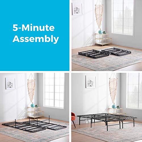 Linenspa 14 Inch Folding Metal Platform Bed Frame - 13 Inches of Clearance - Tons of Under Bed Storage - Heavy Duty Construction - 5 Minute Assembly - Twin