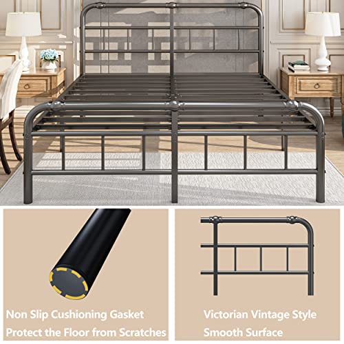 California King Bed Frame with Headboard and Footboard, 14 Inch Cal king Bedframe No Box Spring Needed Heavy duty Metal Platform, Premium Steel Slat Foundation with storage, Noise Free Iron-Art Bed