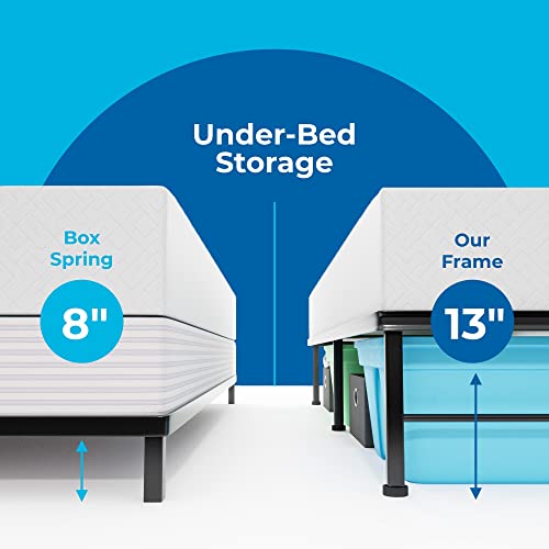 Linenspa 14 Inch Folding Metal Platform Bed Frame - 13 Inches of Clearance - Tons of Under Bed Storage - Heavy Duty Construction - 5 Minute Assembly - Twin