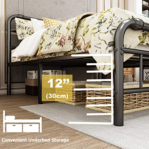 California King Bed Frame with Headboard and Footboard, 14 Inch Cal king Bedframe No Box Spring Needed Heavy duty Metal Platform, Premium Steel Slat Foundation with storage, Noise Free Iron-Art Bed