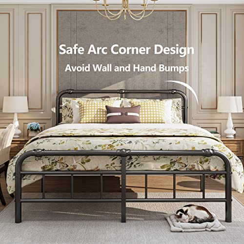 California King Bed Frame with Headboard and Footboard, 14 Inch Cal king Bedframe No Box Spring Needed Heavy duty Metal Platform, Premium Steel Slat Foundation with storage, Noise Free Iron-Art Bed