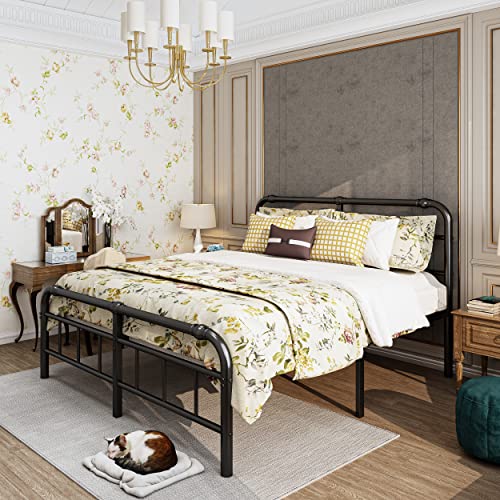California King Bed Frame with Headboard and Footboard, 14 Inch Cal king Bedframe No Box Spring Needed Heavy duty Metal Platform, Premium Steel Slat Foundation with storage, Noise Free Iron-Art Bed