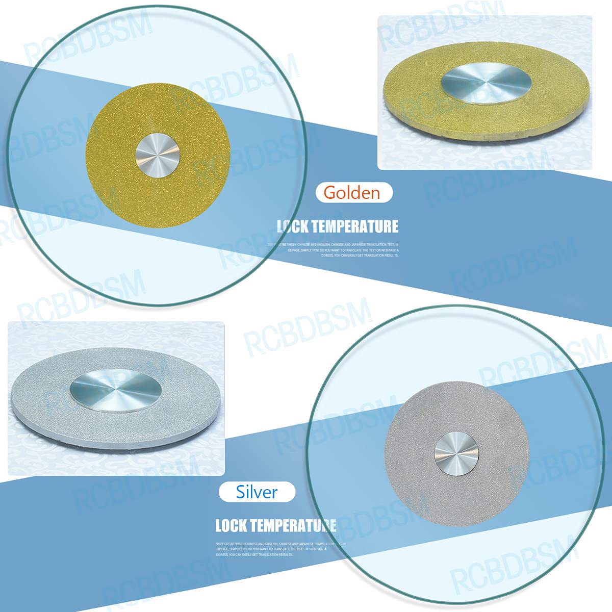 Round Lazy Susan Turntable 24/28/31/35/39/43/47 inch, Tempered Glass Rotating Tray, for Kitchen, Restaurant, Dining Table, Easy to Share All Food,Gold-60cm/23.6in