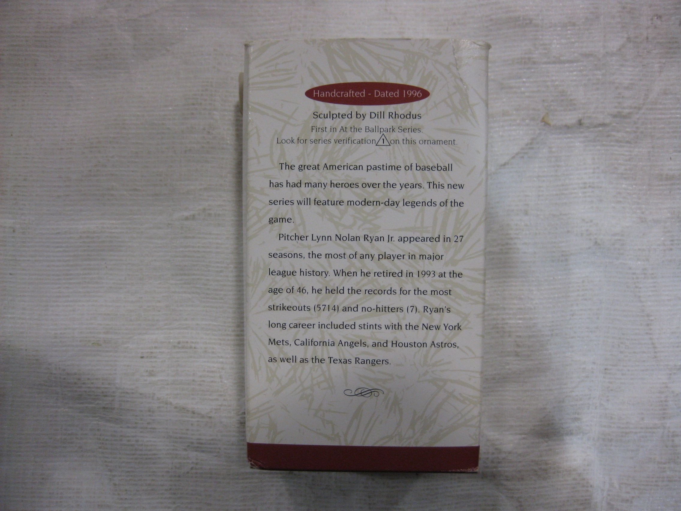 Nolan Ryan Collector's Series Hallmark Ornament