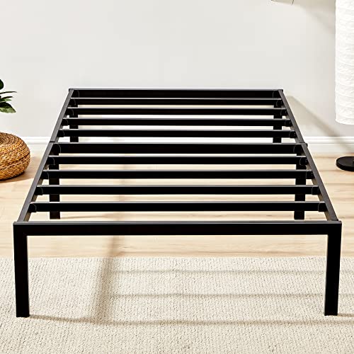 GreenForest Twin Bed Frame Tool-Free Quick Assembly Metal Platform, Twin Size Heavy Duty Bed Base with Metal Steel Slats Support, No Box Spring Needed