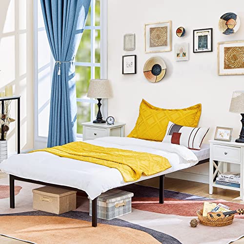 GreenForest Twin Bed Frame Tool-Free Quick Assembly Metal Platform, Twin Size Heavy Duty Bed Base with Metal Steel Slats Support, No Box Spring Needed