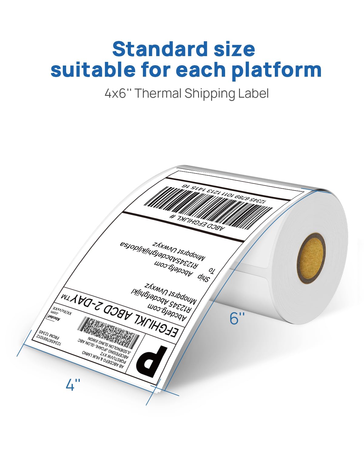 4"x6" Direct Thermal Shipping Label Compatible with Zebra, JADENS, iDPRT SP410, POLONO Perforated Postage Label Paper for MUNBYN, Rollo, Jiose, Permanent Adhesive, Commercial Grade, 200 Labels/Roll