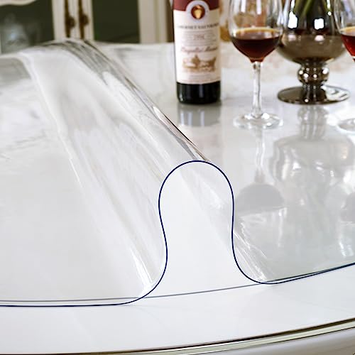 OstepDecor Clear Round Table Cover Protector, 1.5mm Thick 42 Inch Round Table Protector, Plastic Waterproof Dining Table Cover, Vinyl Circle Table Pad for Kitchen Dining Table Dining Room Table