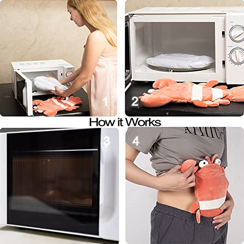 Infowush Heating Pads for Cramps, 15" Weighted Stuffed Animals Lobster Plush, Menstruation Microwavable Heating Pads with Lavender Scented
