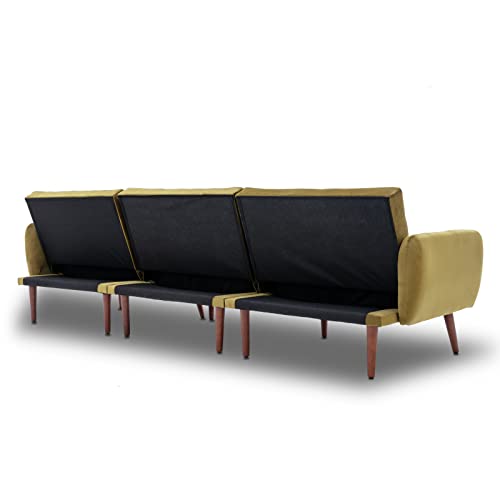 JOMEED Convertible Sectional Sofa Couch, Modern Oversized Velvet Fabric L-Shaped Couch Sofa Bed with Adjustable Backrest for Living Room, Apartment