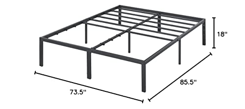 PrimaSleep 18 Inch Heavy Duty Steel Slat NON-SLIP Bed Frame, Metal, California King