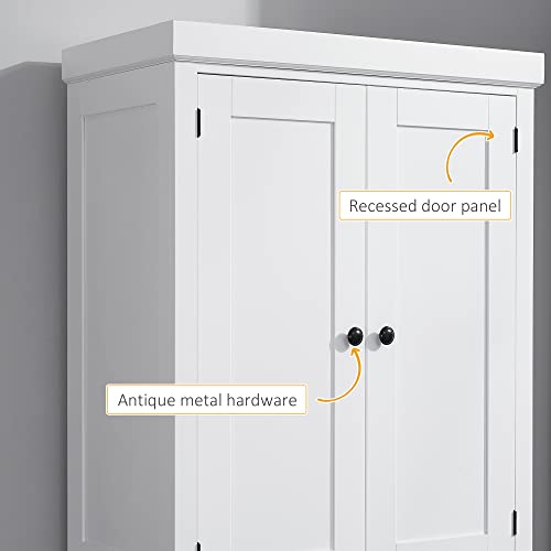 HOMCOM 72" Traditional Freestanding Kitchen Pantry Cupboard with 2 Cabinet, Drawer and Adjustable Shelves, White