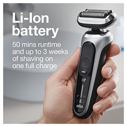 Braun Electric Razor for Men Flex Head Foil Shaver with Precision Beard Trimmer, Rechargeable, Wet & Dry, 4in1 SmartCare Center and Travel Case, Silver