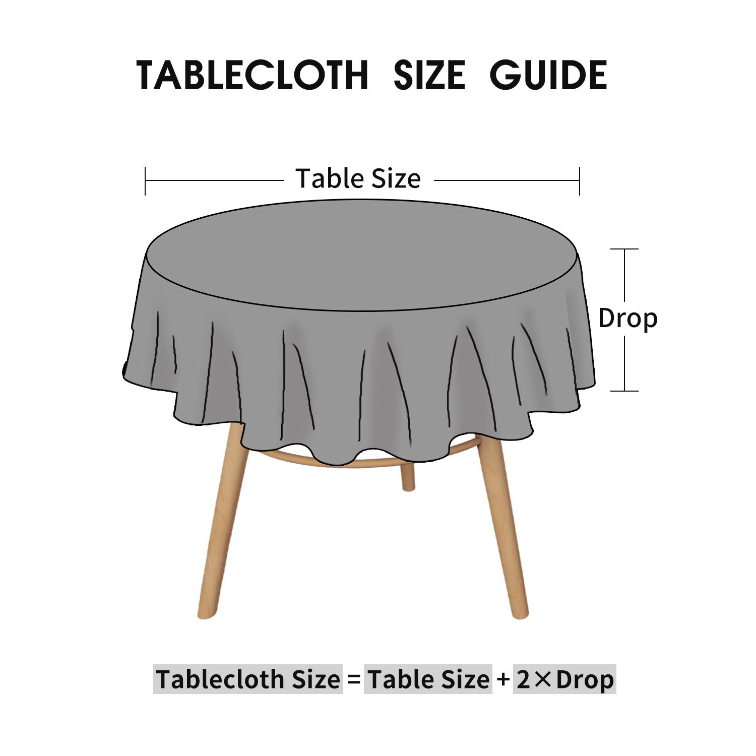 Hiasan Black Round Tablecloth 90 Inch - Waterproof Stain Resistant Spillproof Polyester Fabric Table Cloth for Dining Room Kitchen Party