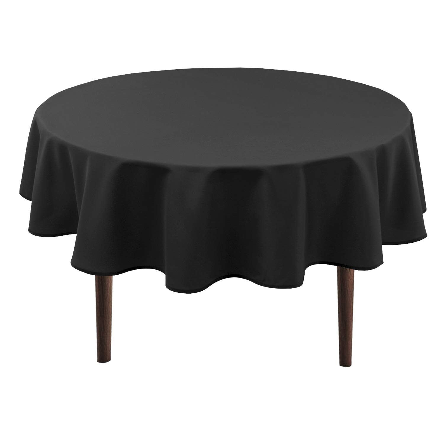 Hiasan Black Round Tablecloth 90 Inch - Waterproof Stain Resistant Spillproof Polyester Fabric Table Cloth for Dining Room Kitchen Party