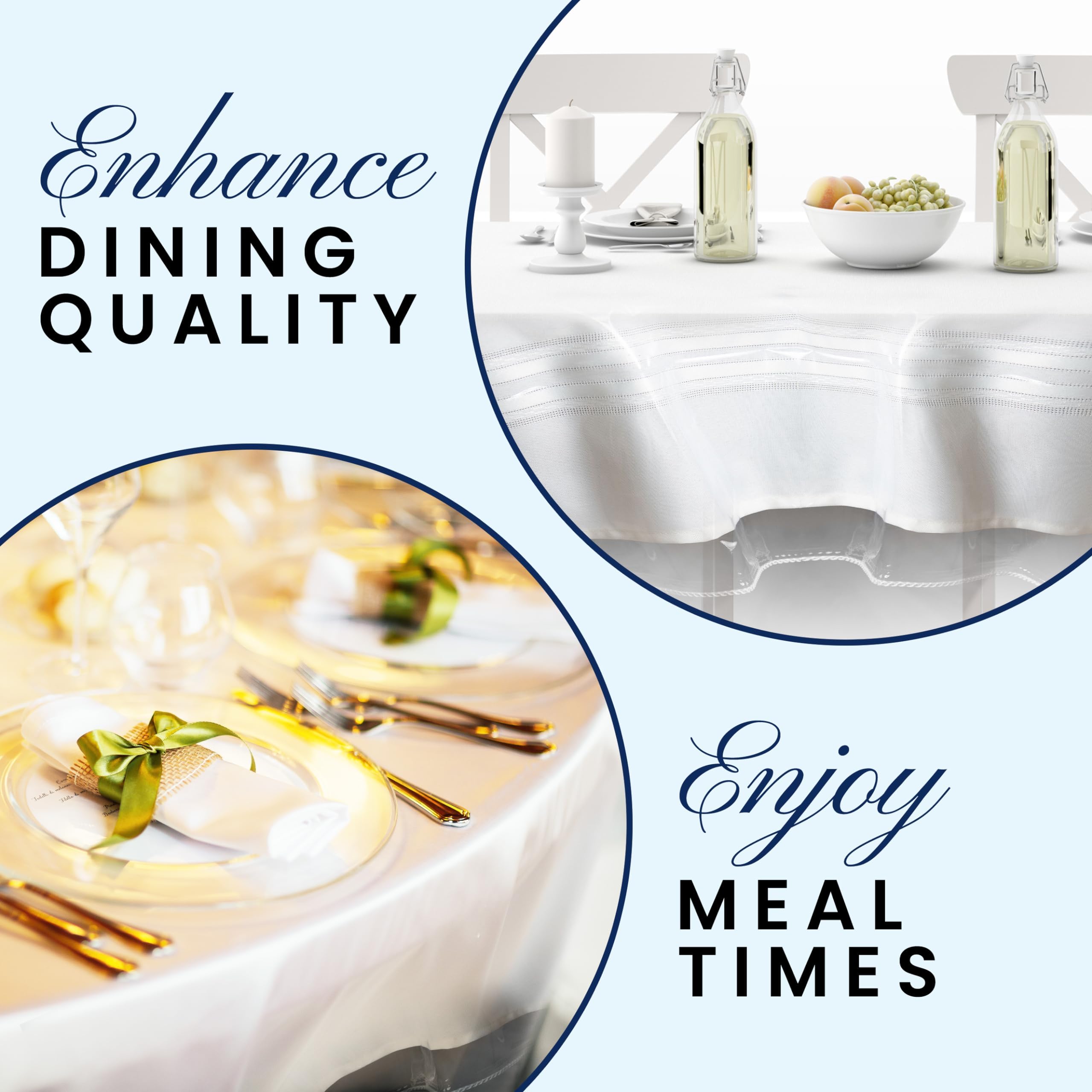 BRODER MFG. INC. Tablecloth Protector Crystal Clear Vinyl (70" Round) | Thick, Durable Clear Table/Tablecloth Protector | Perfect for Parties, Special Occasions, Gatherings, and Everyday Use