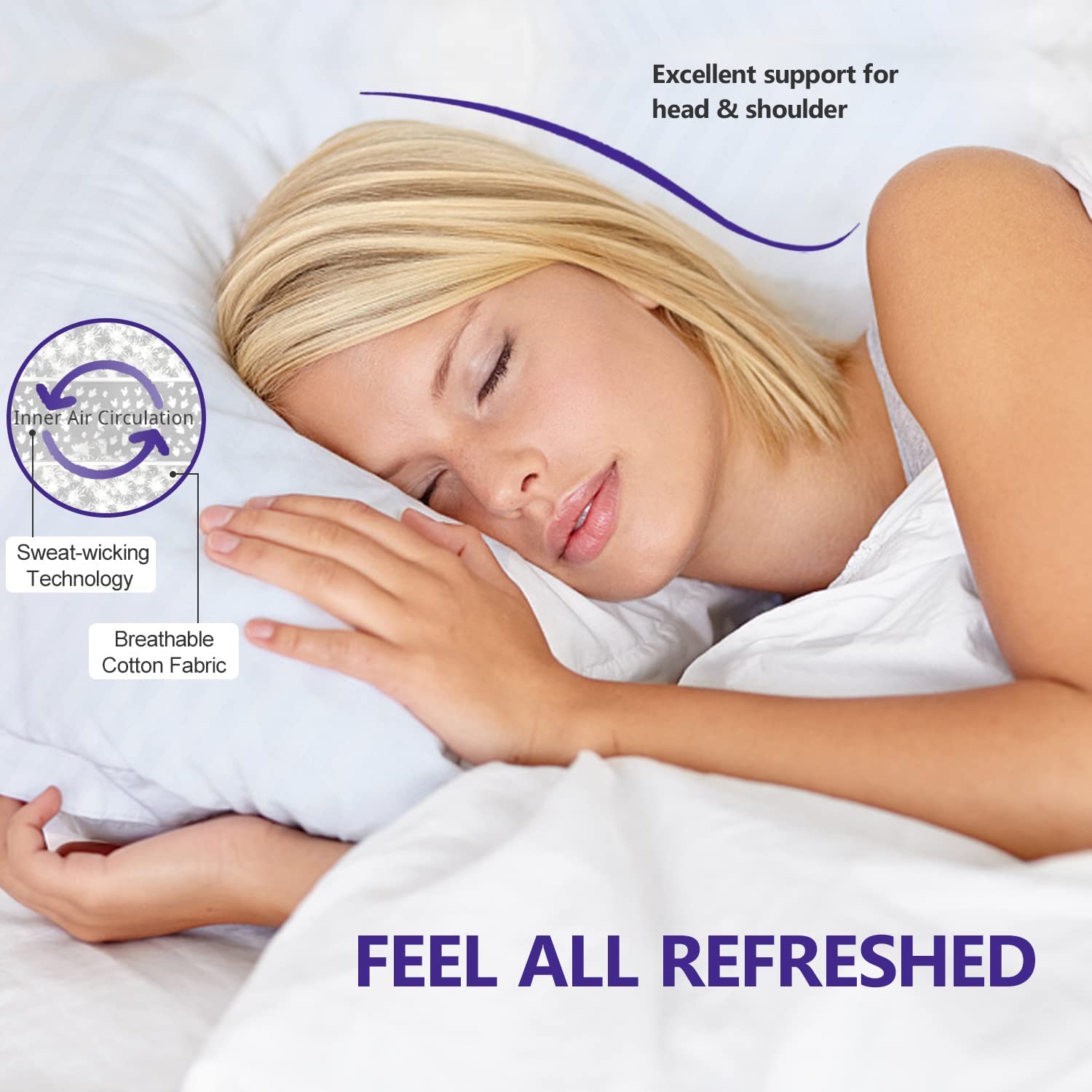 HOMELAB 2 Pack King Pillows for Sleeping - 100% Breathable Cotton Case, Soft Plush Down Alternative Filler, Medium to Soft Neck Support for Side Back and Stomach Sleepers, 20x36