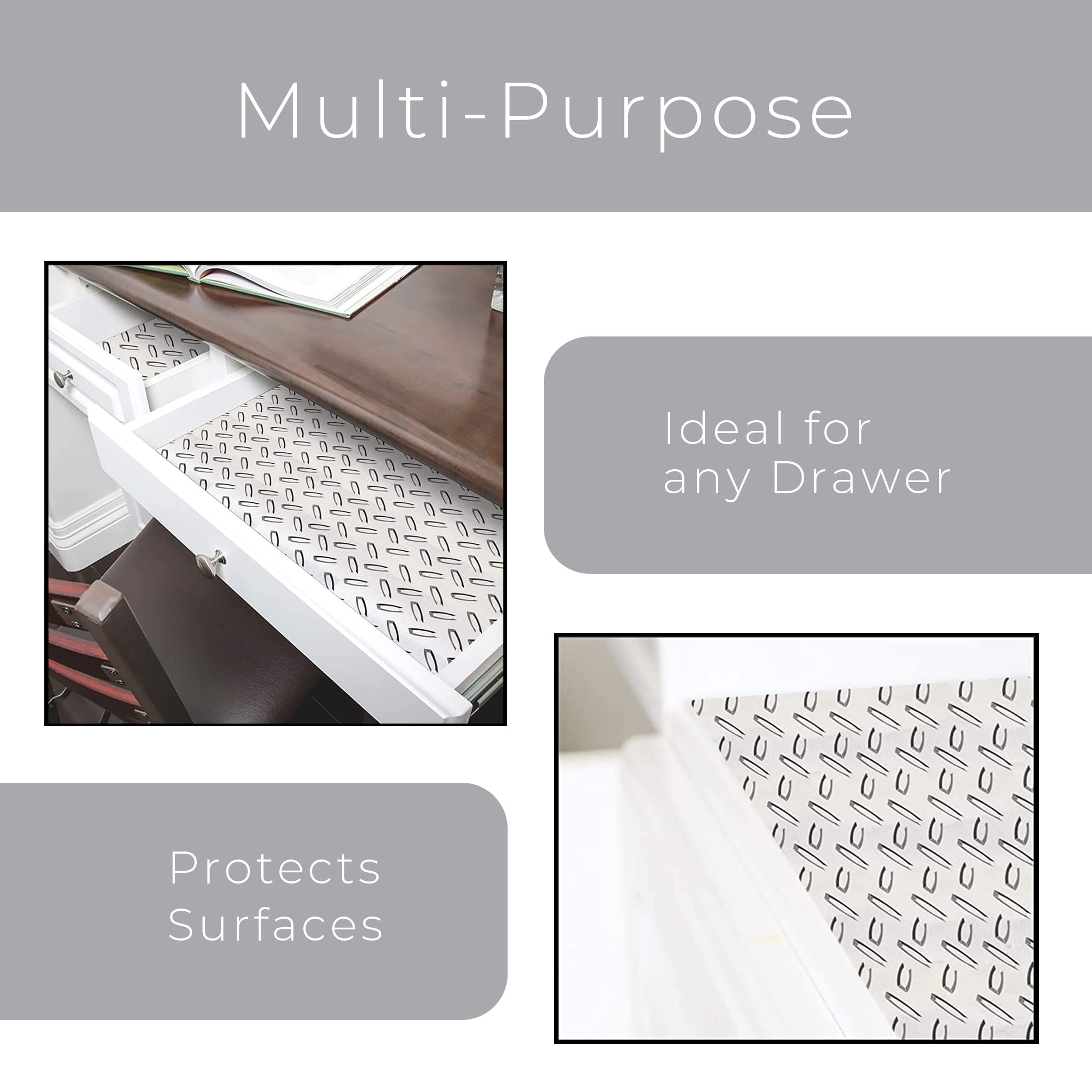 Smart Design Adhesive Shelf Liner - Metallic - 18 Inch x 36 Feet Total (Set of 6 Rolls) - Drawer Cabinet Paper - Kitchen - Diamond Thread