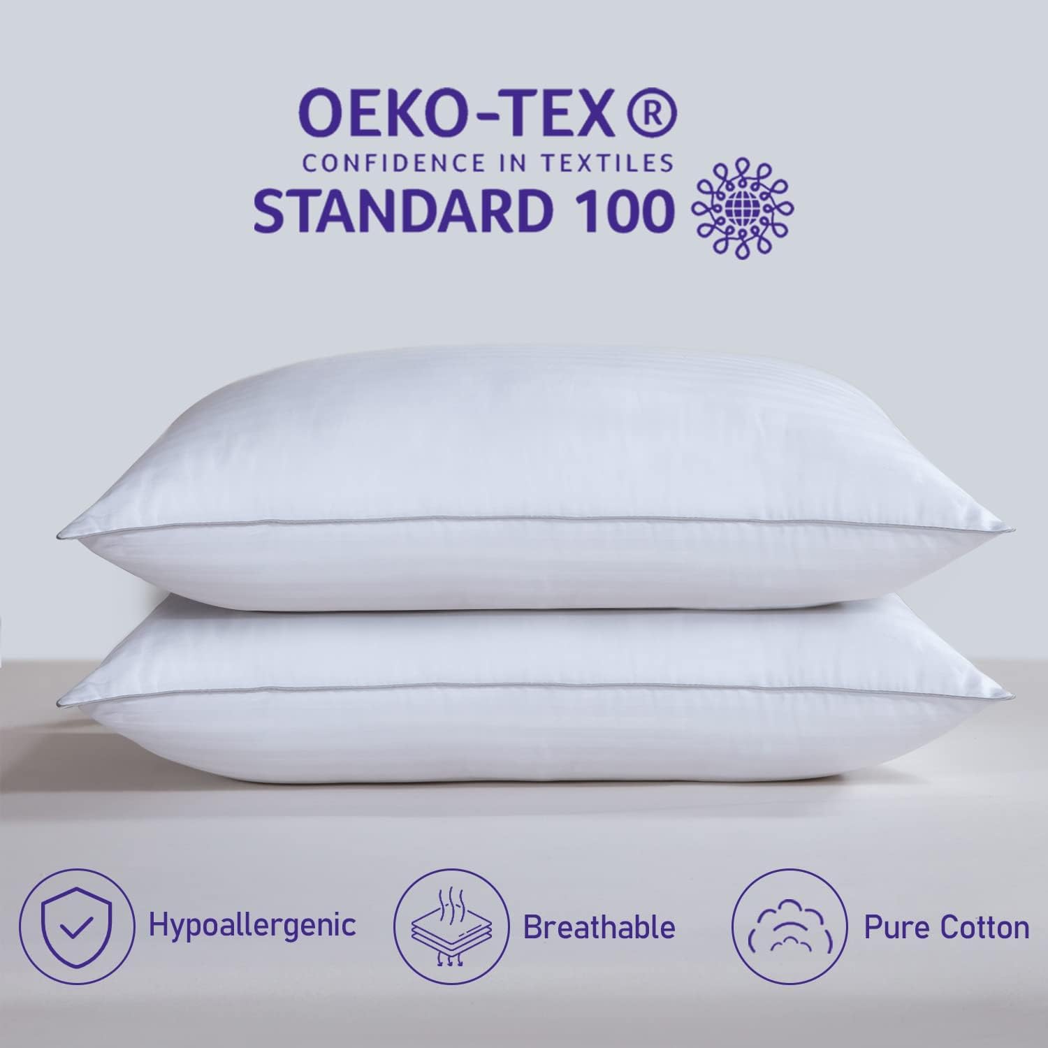 HOMELAB 2 Pack King Pillows for Sleeping - 100% Breathable Cotton Case, Soft Plush Down Alternative Filler, Medium to Soft Neck Support for Side Back and Stomach Sleepers, 20x36