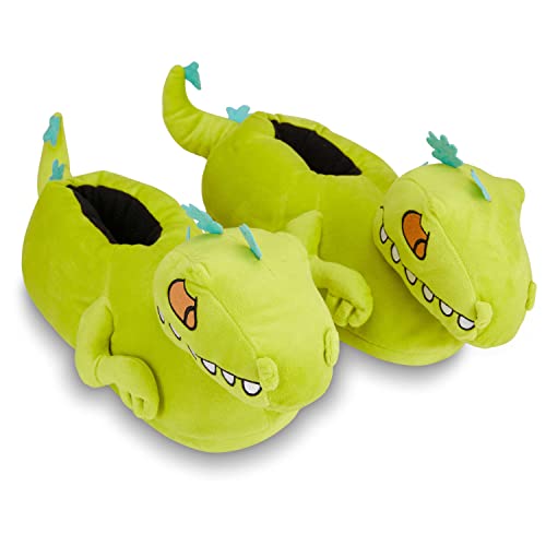 Nickelodeon Mens Rugrats Reptar Plush Slippers - Mens Classic Rugrats Reptar Plush Slippers 90s Slippers (Green, 11)