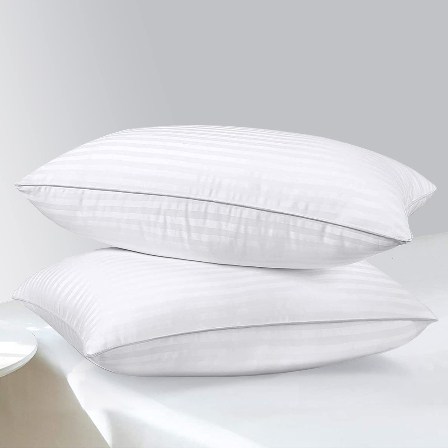HOMELAB 2 Pack King Pillows for Sleeping - 100% Breathable Cotton Case, Soft Plush Down Alternative Filler, Medium to Soft Neck Support for Side Back and Stomach Sleepers, 20x36