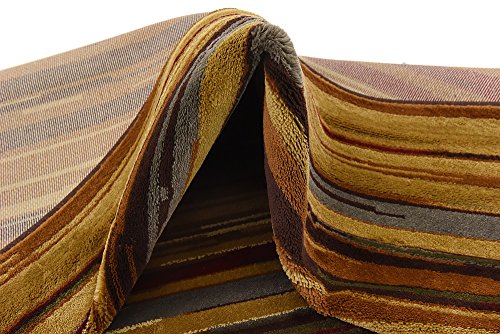 Unique Loom Barista Collection Modern, Abstract, Stripes, Urban, Rustic, Warm Colors Area Rug, 8' 0 x 10' 0 Rectangular, Multi/Beige