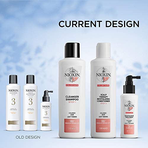 Nioxin System Kit 3, Strengthening & Thickening Hair Treatment, For Color Treated Hair with Light Thinning, Trial Size (1 Month Supply)