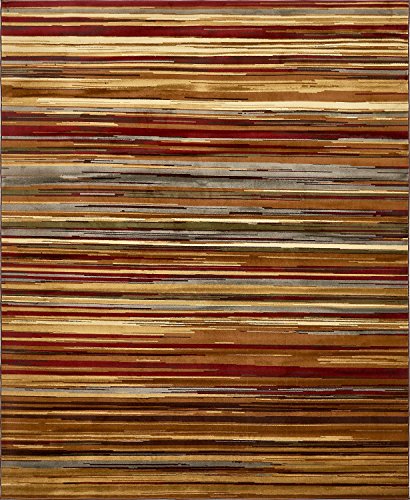 Unique Loom Barista Collection Modern, Abstract, Stripes, Urban, Rustic, Warm Colors Area Rug, 8' 0 x 10' 0 Rectangular, Multi/Beige