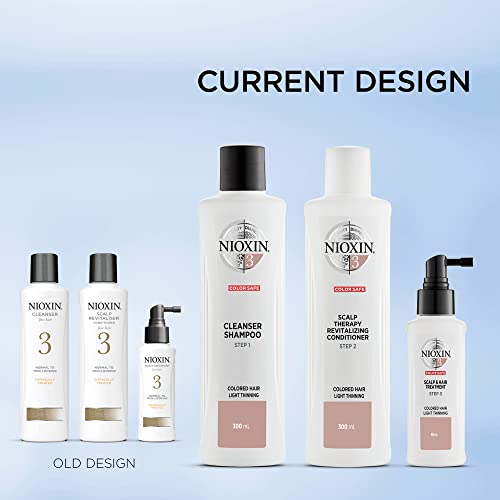 Nioxin System Kit 3, Strengthening & Thickening Hair Treatment, For Color Treated Hair with Light Thinning, Trial Size (1 Month Supply)