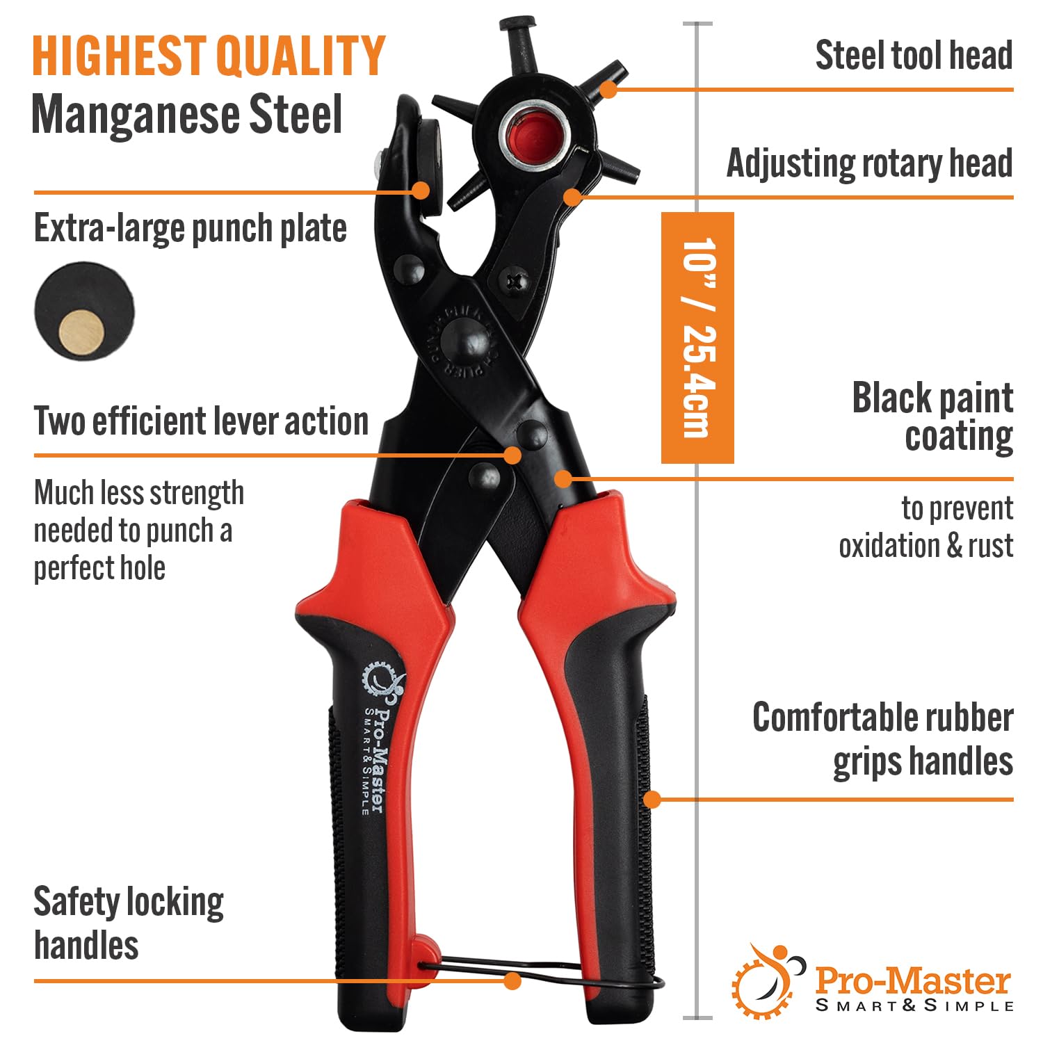 Professional Leather Hole Puncher β Leather Punch Tool for Belts, Watch Bands, Handbag Straps and More β Precision Multi-Size Fabric & Leather Hole Puncher for Crafts & Easy DIY Belt Holes