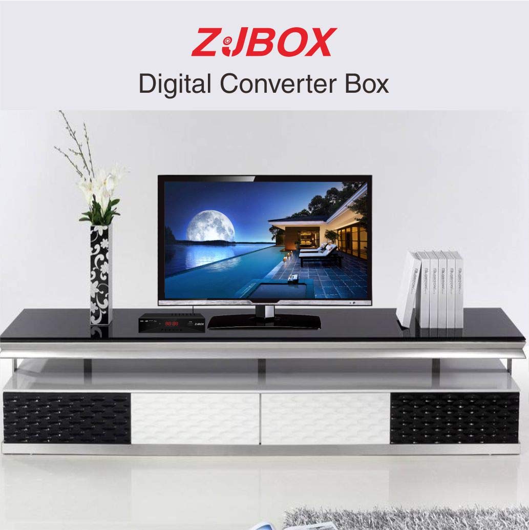 Digital TV Converter Box, ATSC Cabal Box - ZJBOX for Analog HDTV Live1080P with TV Recording&Playback,HDMI Output, Timer Setting TV Tuner Function Set Top Box Digital Channel Free
