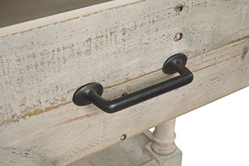 Signature Design by Ashley Shawnalore Farmhouse Solid Pine Wood End Table, Weatherworn White Finish