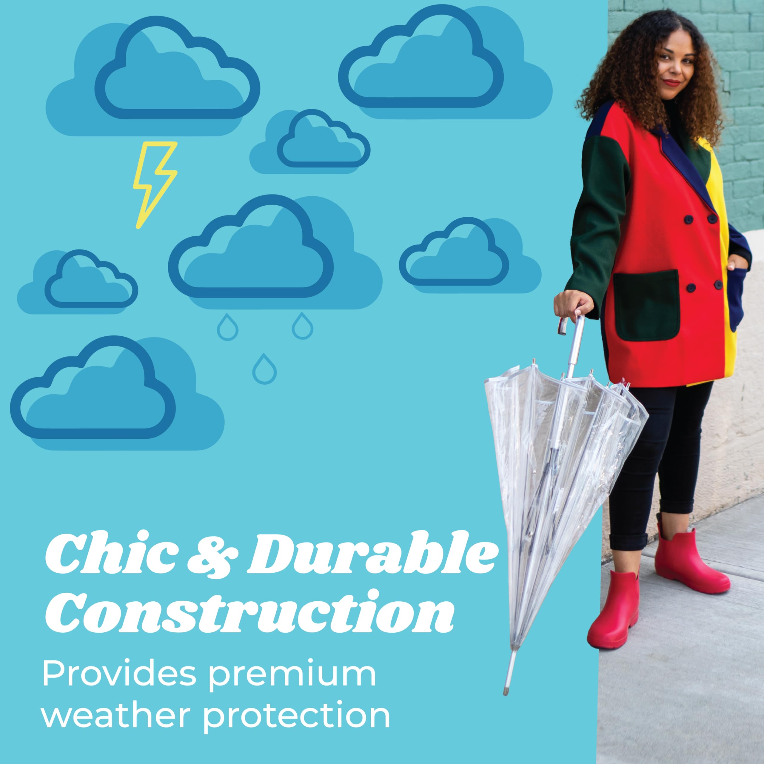 totes Clear Bubble Umbrella with Dome Canopy, Lightweight Design, Wind and Rain Protection, Birds on a Wire, Adults-51