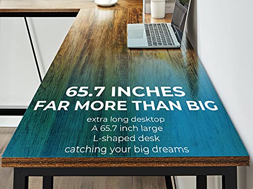 GreenForest L Shaped Computer Desk with Storage Shelves, 66 inch Modern Large Corner Gaming Desk for Home Office PC Workstation Space Saving Space, Walnut
