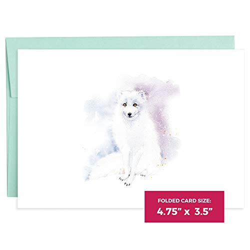 L'apostrophe Polar Bear, Seal, Fox, Snowy Owl Note Cards - Blank Inside with Envelopes - Greeting Notecards - Watercolor Set of Winter Animals - Thank You Notes