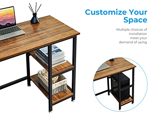 GreenForest L Shaped Computer Desk with Storage Shelves, 66 inch Modern Large Corner Gaming Desk for Home Office PC Workstation Space Saving Space, Walnut