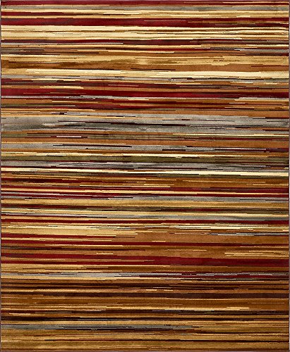 Unique Loom Barista Collection Modern, Abstract, Stripes, Urban, Rustic, Warm Colors Area Rug, 8' 0 x 10' 0 Rectangular, Multi/Beige