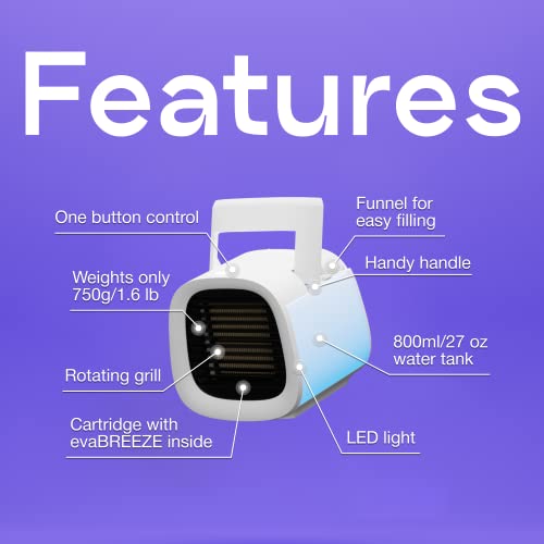 Evapolar evaCHILL Portable Conditioner Small Personal Evaporative Air Cooler and Humidifier Fan Mini AC, medium, Opaque White