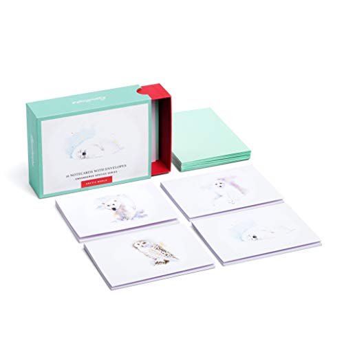 L'apostrophe Polar Bear, Seal, Fox, Snowy Owl Note Cards - Blank Inside with Envelopes - Greeting Notecards - Watercolor Set of Winter Animals - Thank You Notes