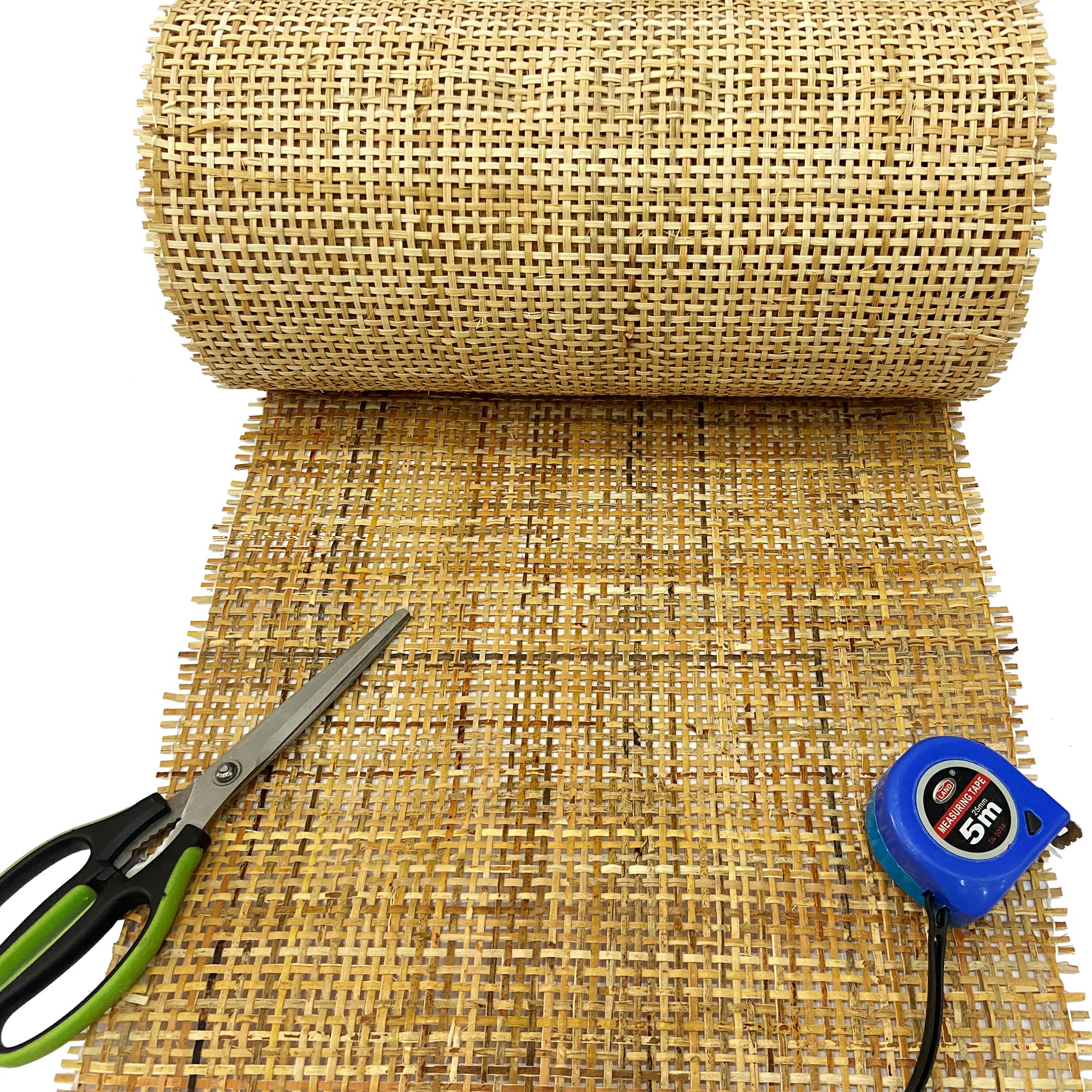 MINHKUST 24" Width Natural Brown Dark Square Rattan Cane Webbing Roll for Caning Projects | Pre-Woven Radio Mesh Cane Webbing Sheet for Furniture, Chair, Table, Ceiling (3 FEET)