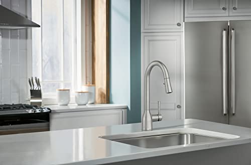 Moen Adler Spot Resist Stainless One-Handle High Arc Kitchen Sink Faucet with Power Clean, Kitchen Faucet with Pull Down Sprayer for Commercial, RV, or Bar, 87233SRS, 24.7" L x 12.3" W x 14.6" H