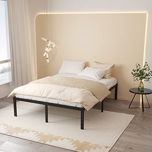 Maenizi 16 Inch Queen Bed Frame No Box Spring Needed, Heavy Duty Metal Queen Platform Bed Frame Support Up to 3000 lbs, Easy Assembly, Noise Free, Black