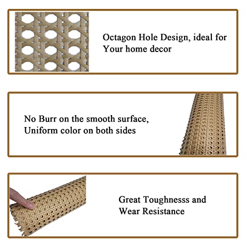 17”x6.5Ft Plastic Rattan Cane Webbing Roll, Woven Open Mesh Cane Sheet Roll for Caning Material DIY Project Supplies: Door, Cabinet, Chair (17"x79 in)
