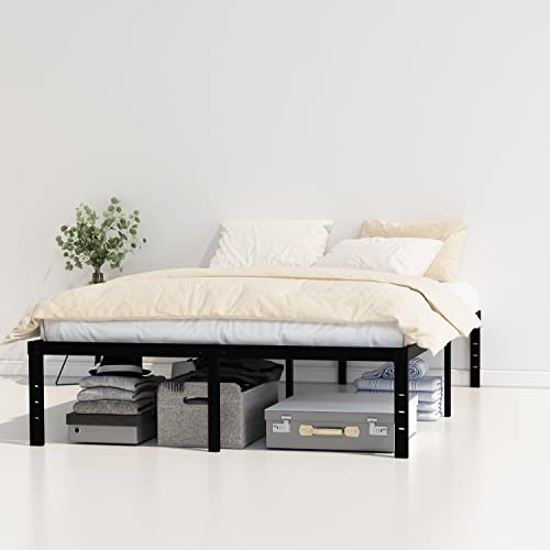 Maenizi 16 Inch Queen Bed Frame No Box Spring Needed, Heavy Duty Metal Queen Platform Bed Frame Support Up to 3000 lbs, Easy Assembly, Noise Free, Black