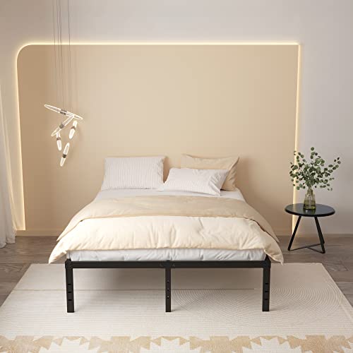 Maenizi 16 Inch Queen Bed Frame No Box Spring Needed, Heavy Duty Metal Queen Platform Bed Frame Support Up to 3000 lbs, Easy Assembly, Noise Free, Black