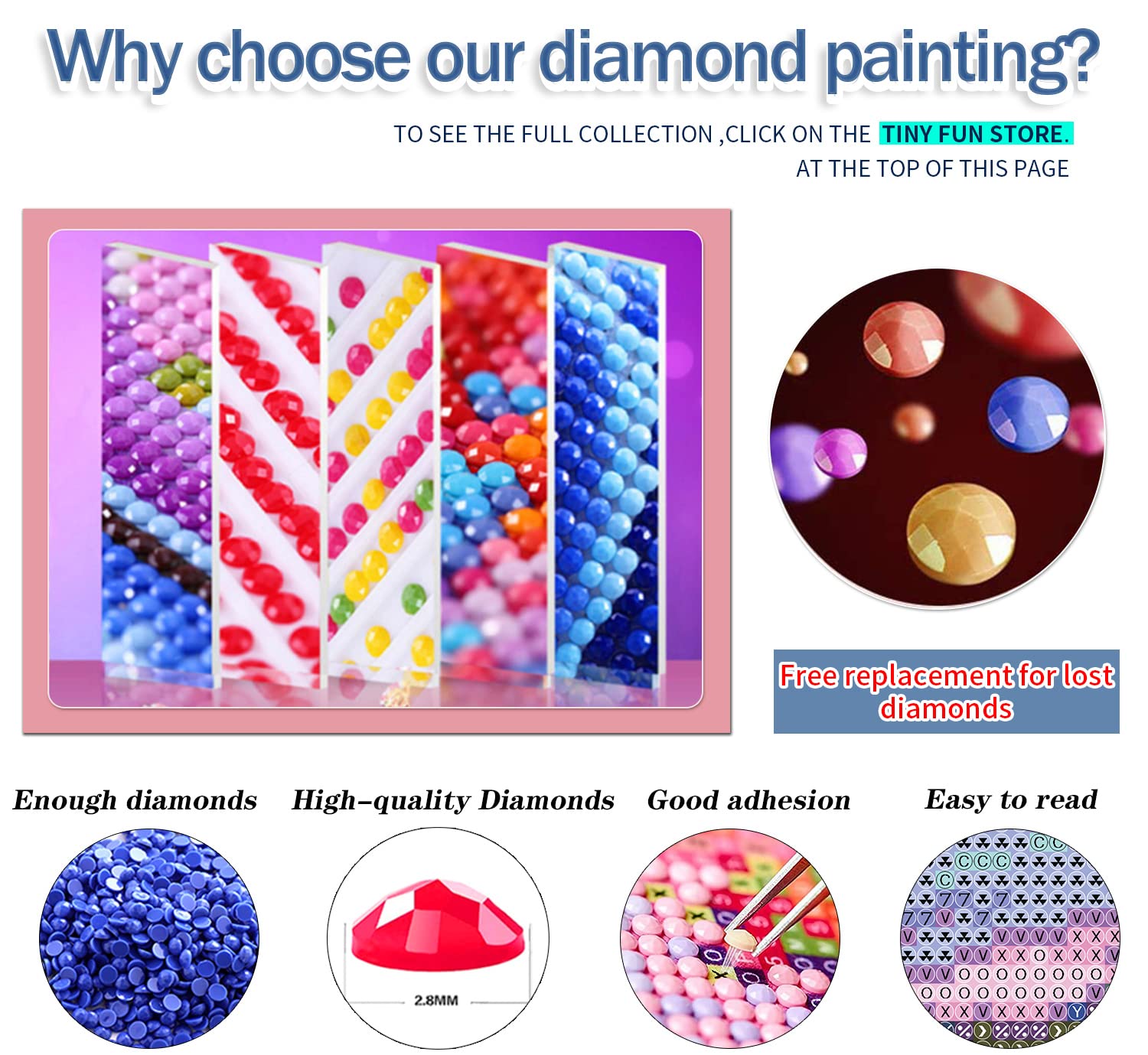 TINY FUN 12 Pack Diamond Painting Kits for Adults 5D Diamond Art Kit for Beginners, DIY Paint with Round Full Drill Diamonds Paintings Gem Art for Home Wall Decoration Gift (12X16 Inch