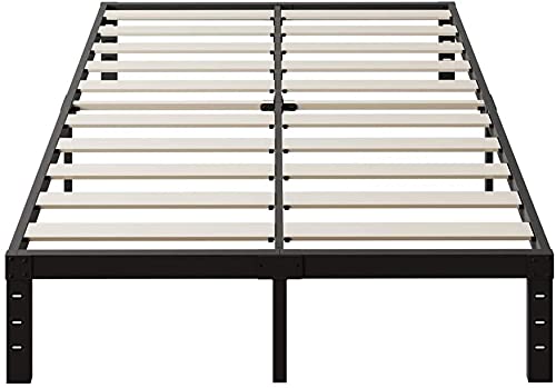 ZIYOO Queen Bed Frame, 16 Inch Heavy Duty Metal Platform with Wooden Slats Support, No Box Spring Needed, Queen Mattress Foundation, Noise Free, Non-Slip, Easy Assembly